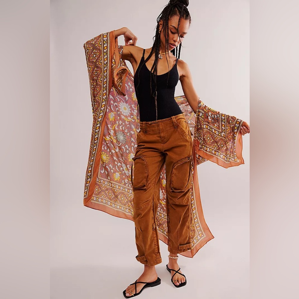Free People Magic Dance Border Duster Kimono Cover - Gem